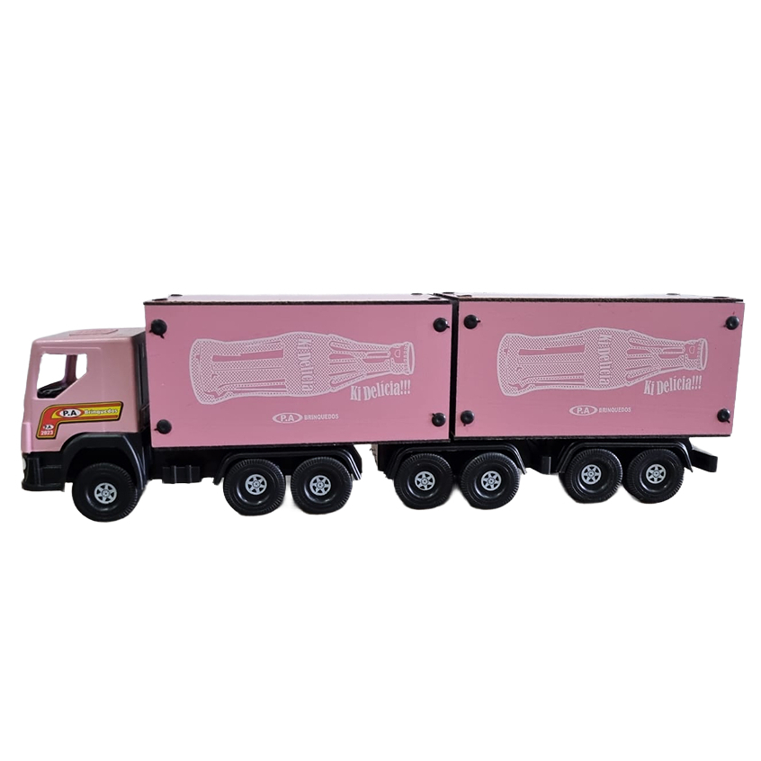 Bitrem Carreta Caminhão Baú Carroceria de Madeira Brinquedo Infantil ...