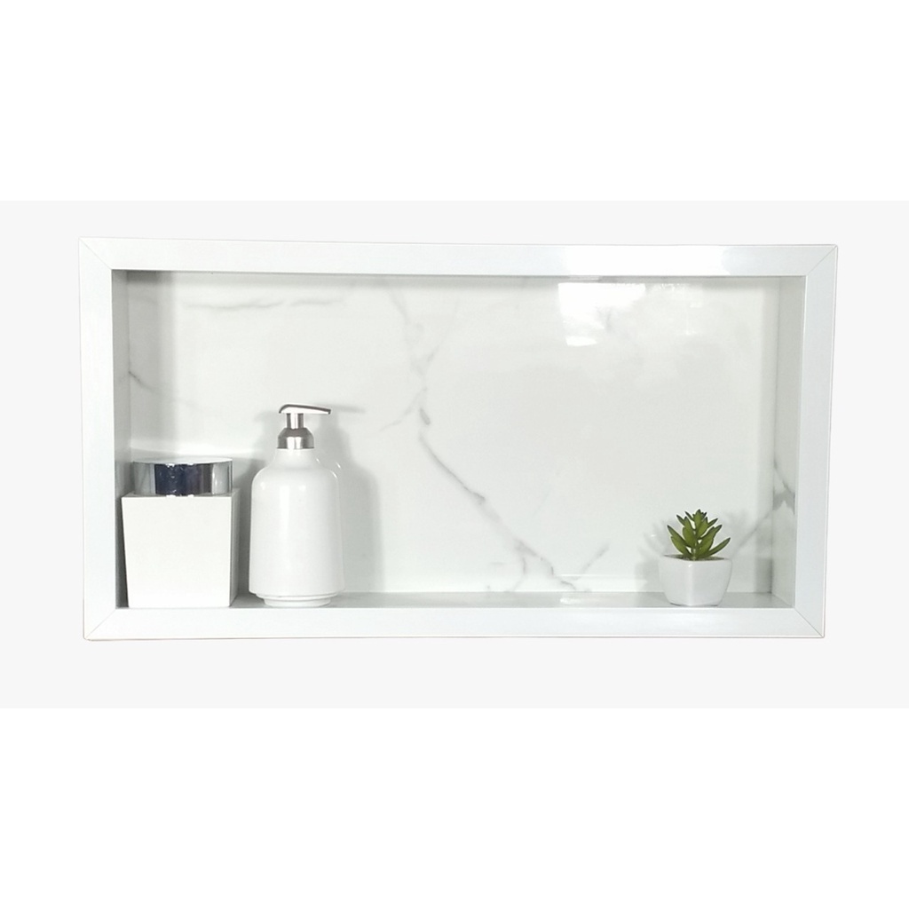 Nicho Banheiro em Porcelanato Polido 30x60x11 cm Borda de Alumínio ...
