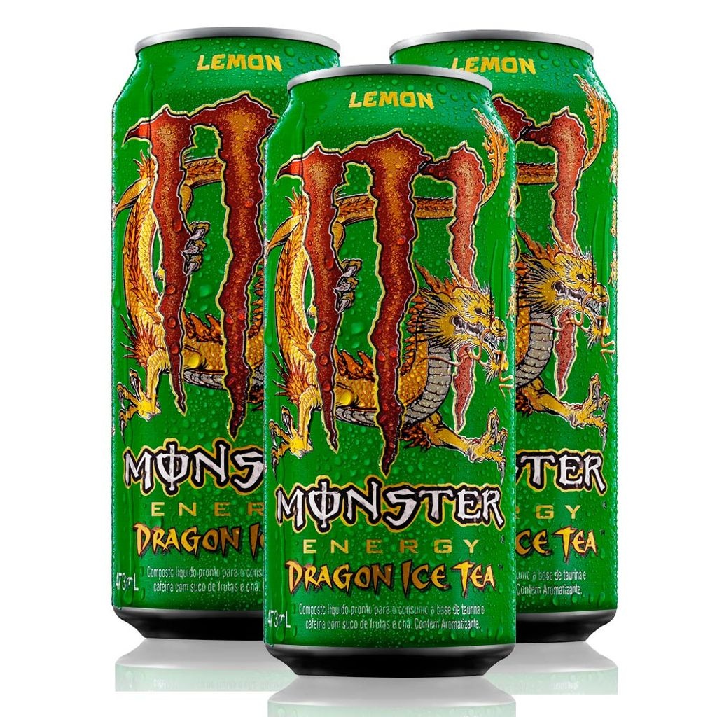 Kit 3 Energético Monster Energy Dragon Ice Tea Lemon 473ml | Shopee Brasil