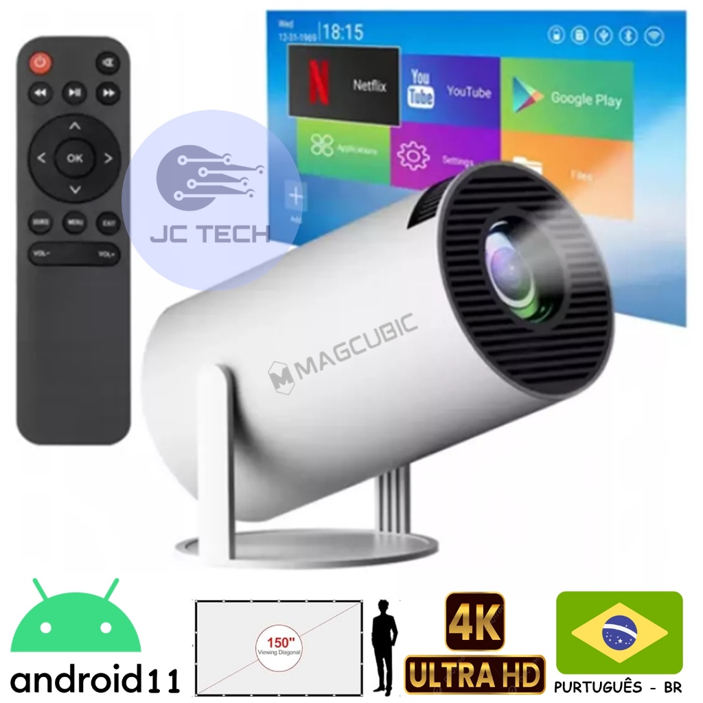 Projetor Magcubic Hy300 original 4k smart android 11 wifi 5.0 bivolt | Shopee Brasil