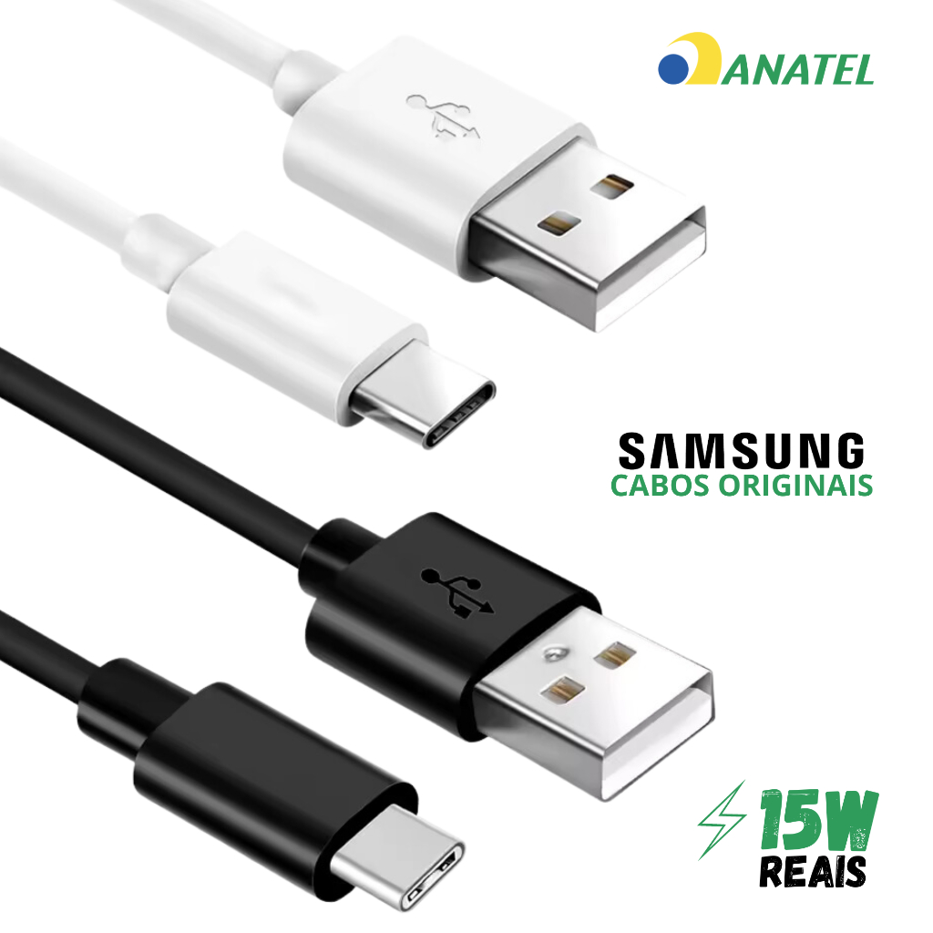 Cabo Carregador Usb Tipo C para Samsung s20fe a24 a23 a13 a25 a34 a50 ...