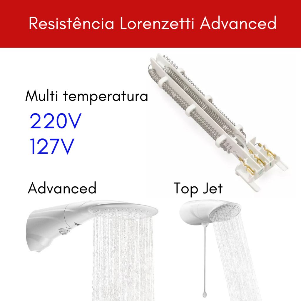 Resistência Chuveiro Lorenzetti Advanced turbo - Top jet 7.500W (220V ...