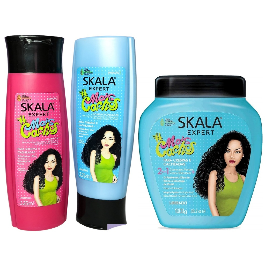 Kit Skala Mais Cachos Pote creme de pentear 1kg + shampoo 325ml e ...