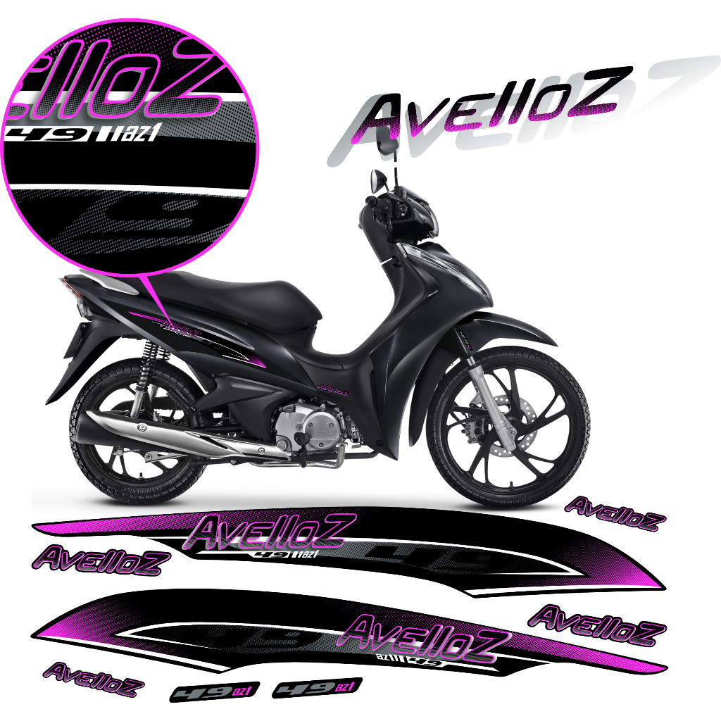kit adesivos de proteção moto Avelloz 49cc az1 / adesivo ja envernizado ...