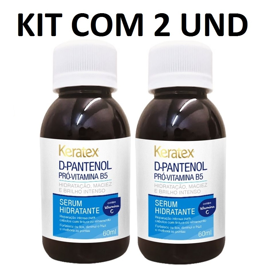 KIT COM 2 Keratex Serum Hidratante D-Pantenol Pró Vitamina b5 Líquido ...