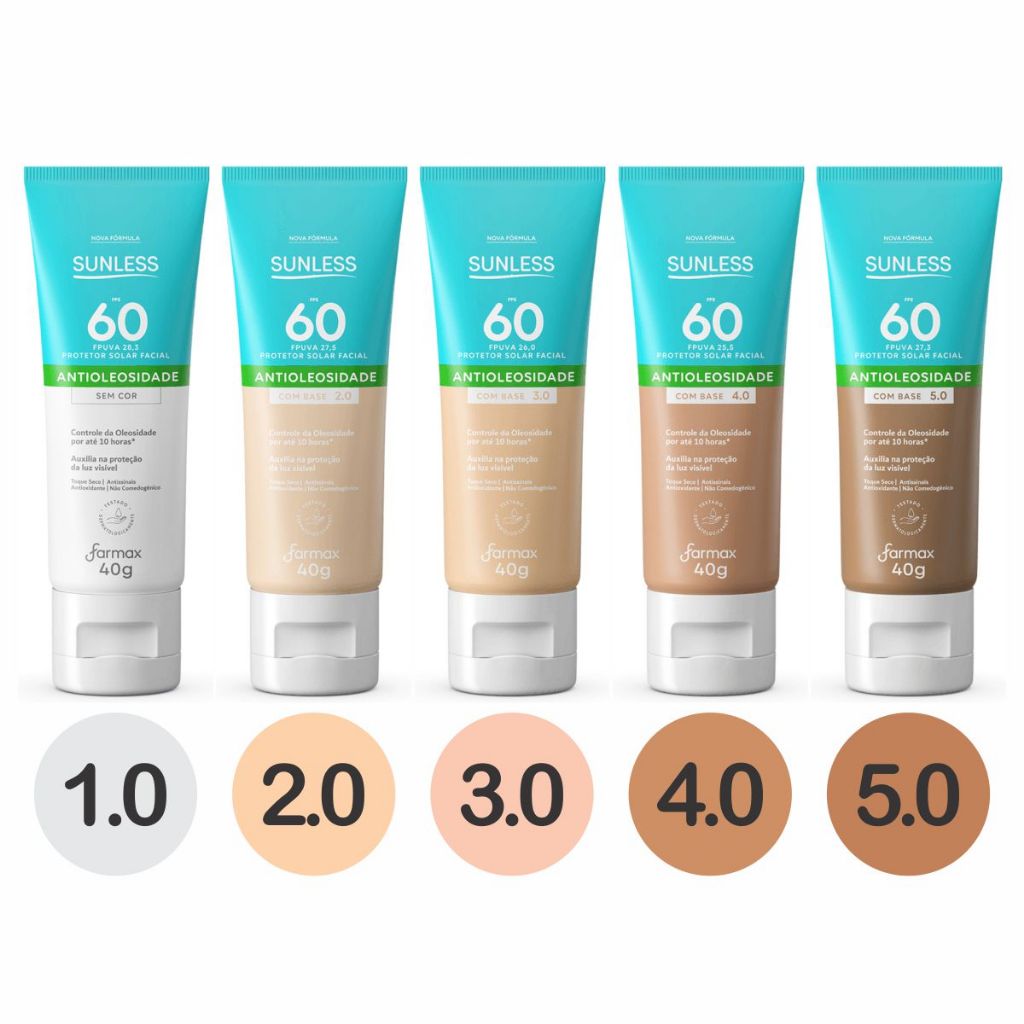 Protetor Solar Facial Sunless Antioleosidade Com Base 60FPS 40g | Shopee Brasil