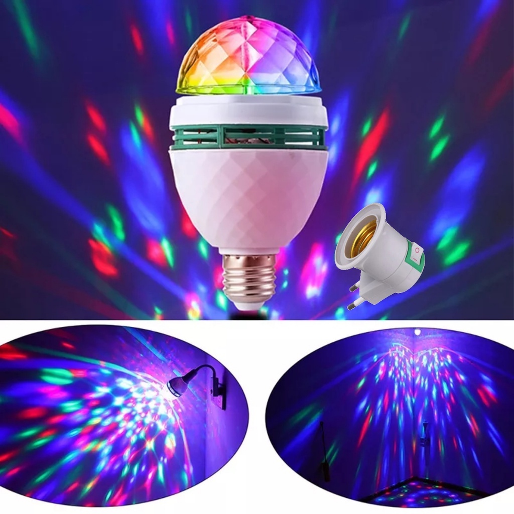 Lâmpada Giratória Led Globo Colorido Para Festas Balada Discoteca ...