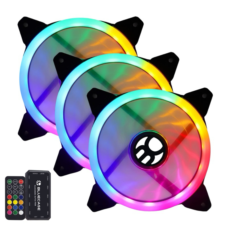 Kit 3 Fans Cooler Rgb 120mm + Controladora Gabinete Pc Gamer | Shopee ...