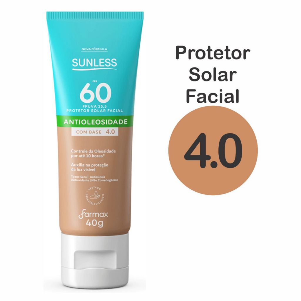 Protetor Solar Facial Sunless Antioleosidade Com Base 4.0 60FPS 40g ...