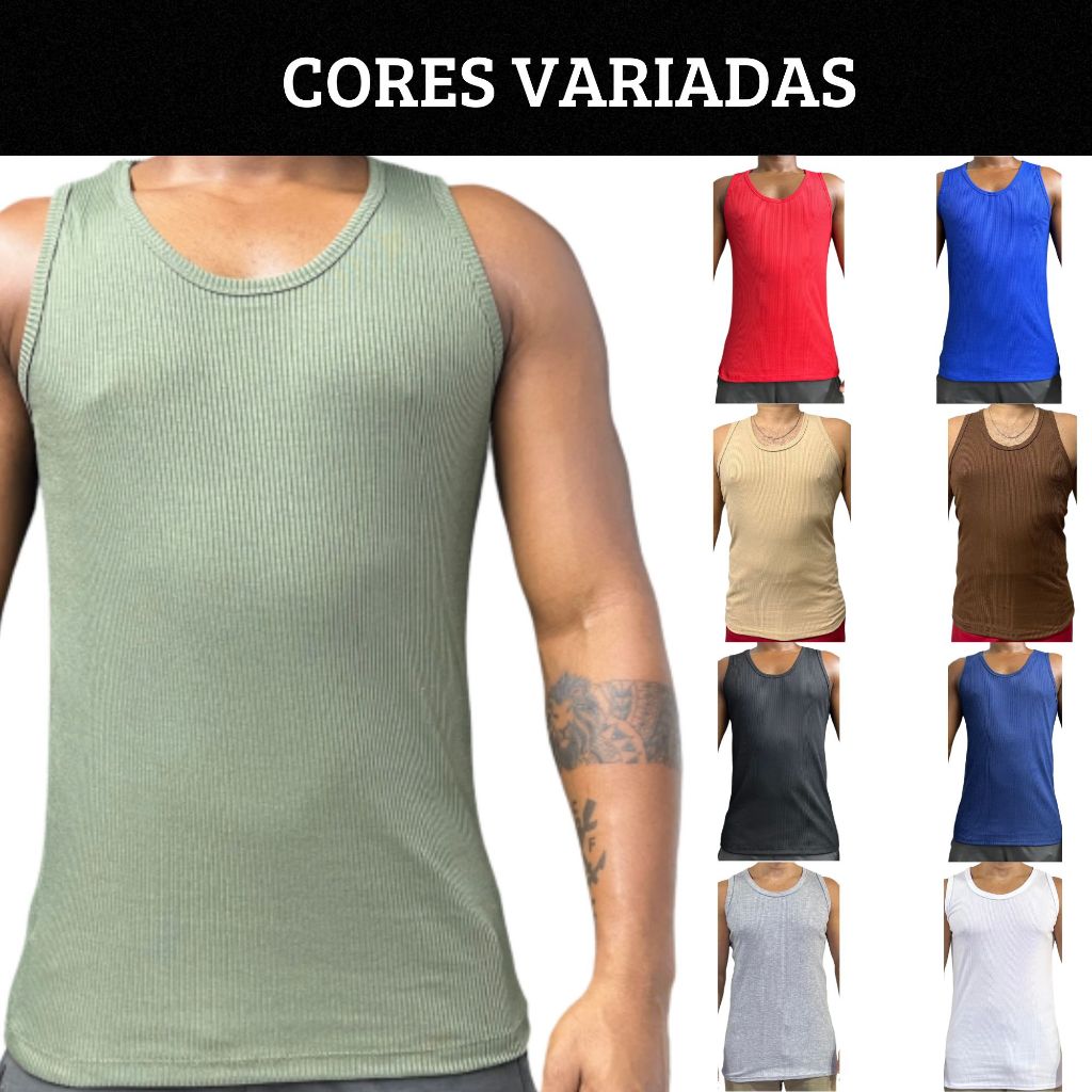 Regata Masculina Modelo Americano Ribana Canelada Elastano Gringa ...