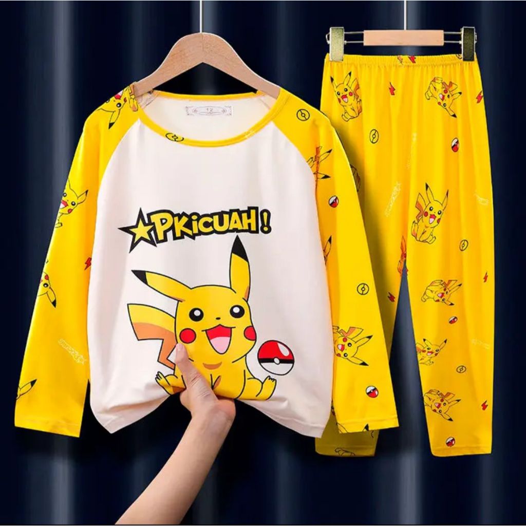 Conjunto de Pijama Pokemon Pikachu Infantil Meninos Meninas | Shopee Brasil