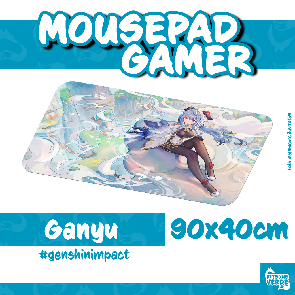 Mouse Pad Gamer Personalizado - Ganyu - Genshin Impact - 90x40 - 60x40 ...