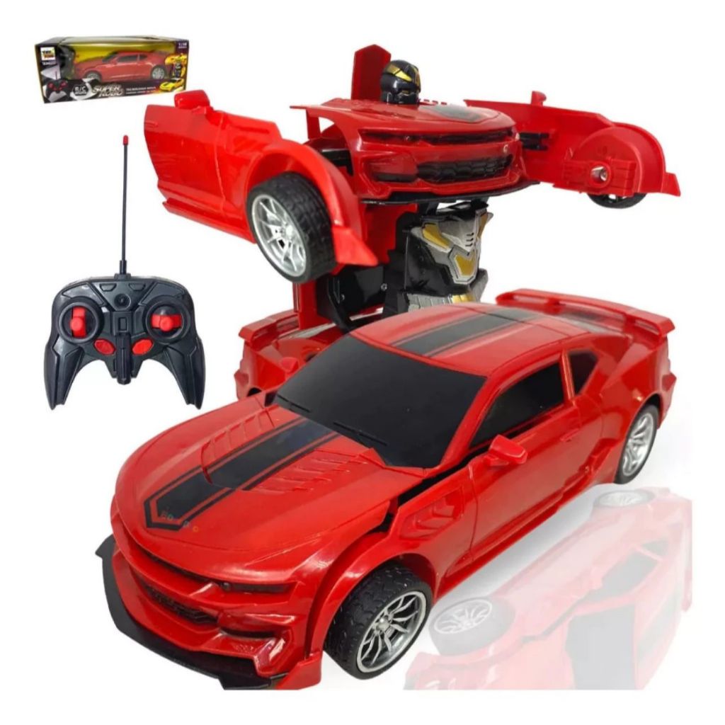 Carrinho controle remoto TRANSFORMES a pilha (CARRO E ROBÔ) azul ...