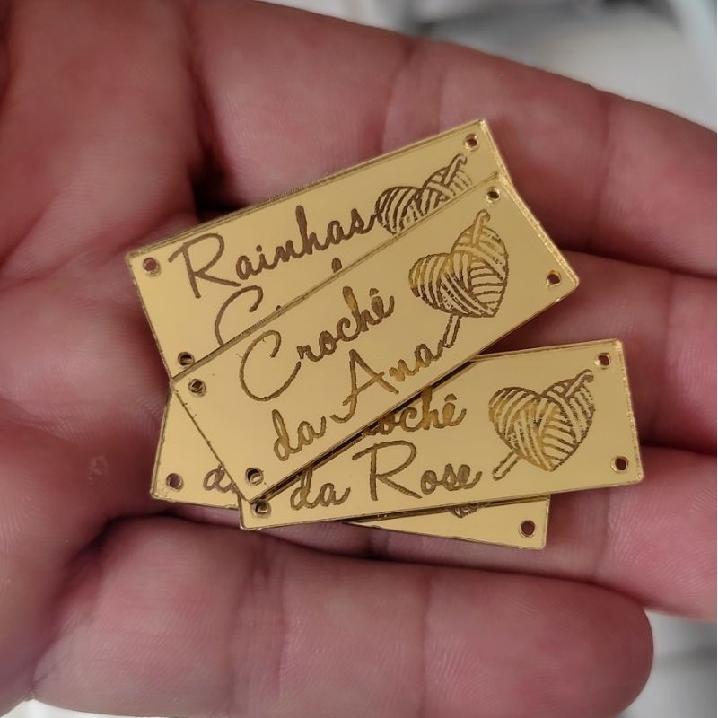 Etiqueta Personalizada Tag em Acrílico - Artesanato Papelaria Crochê ...