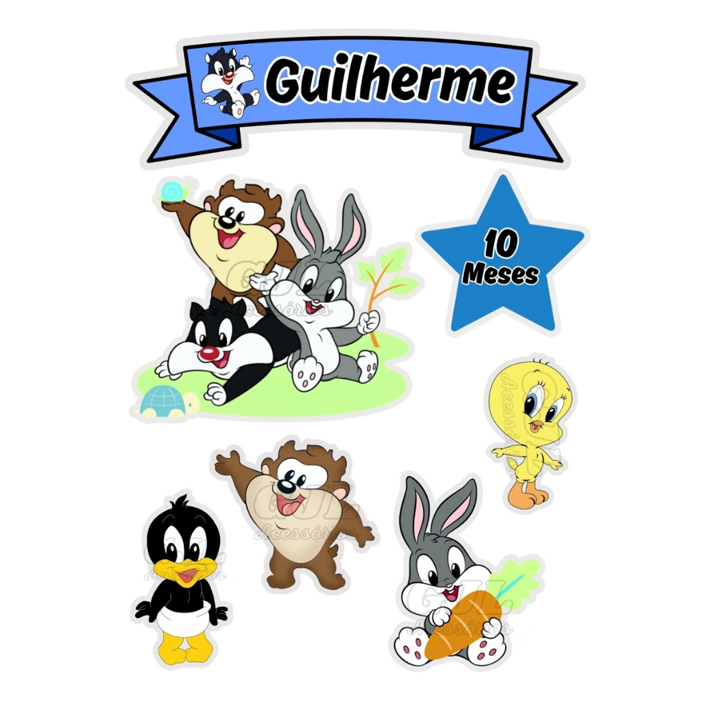 Baby Looney Tunes Topo Topper De Bolo Personalizado Festa Decoração ...