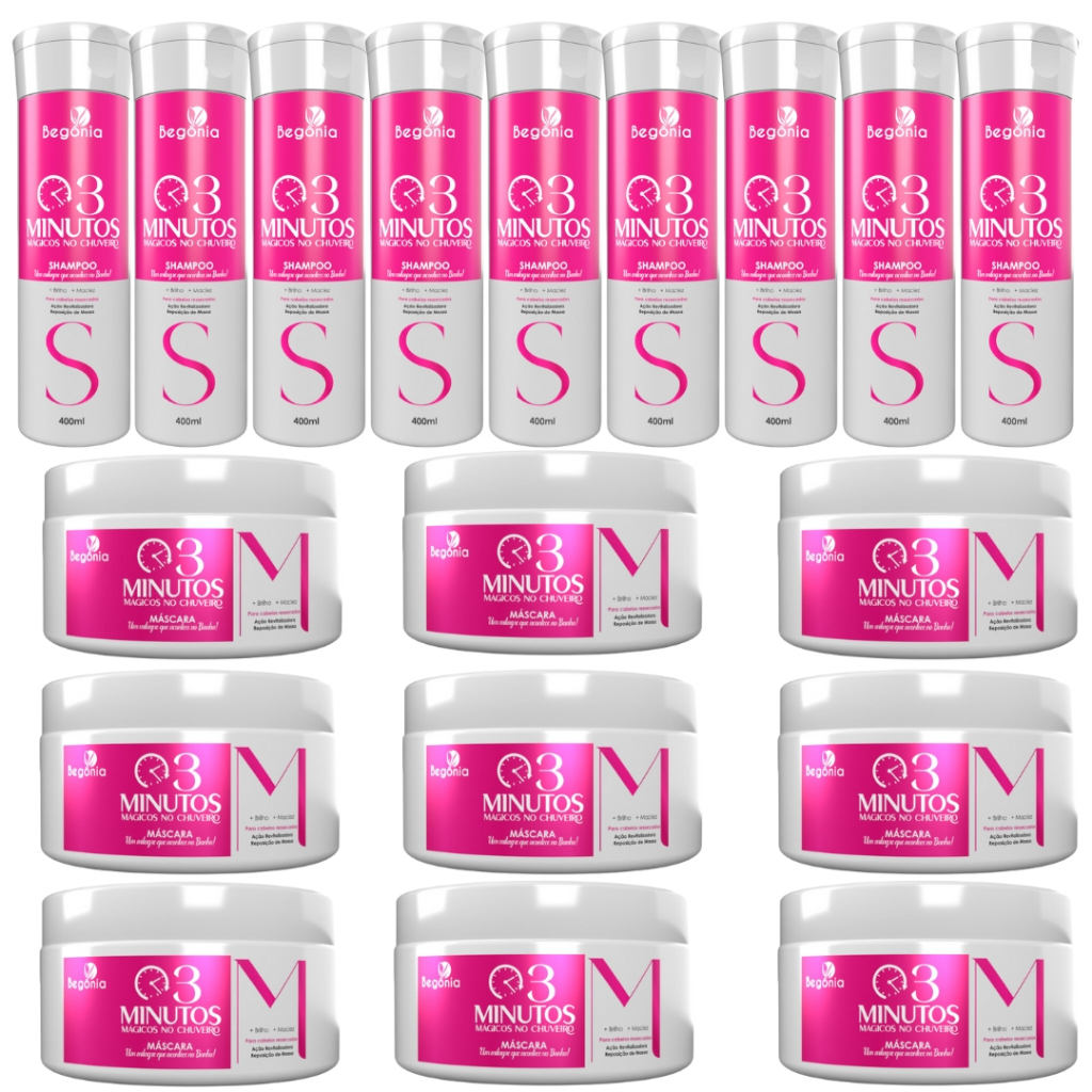 18 Unidades de Produtos, 3 Minutos Mágicos com 9 Shampoo 400ml + 9 ...