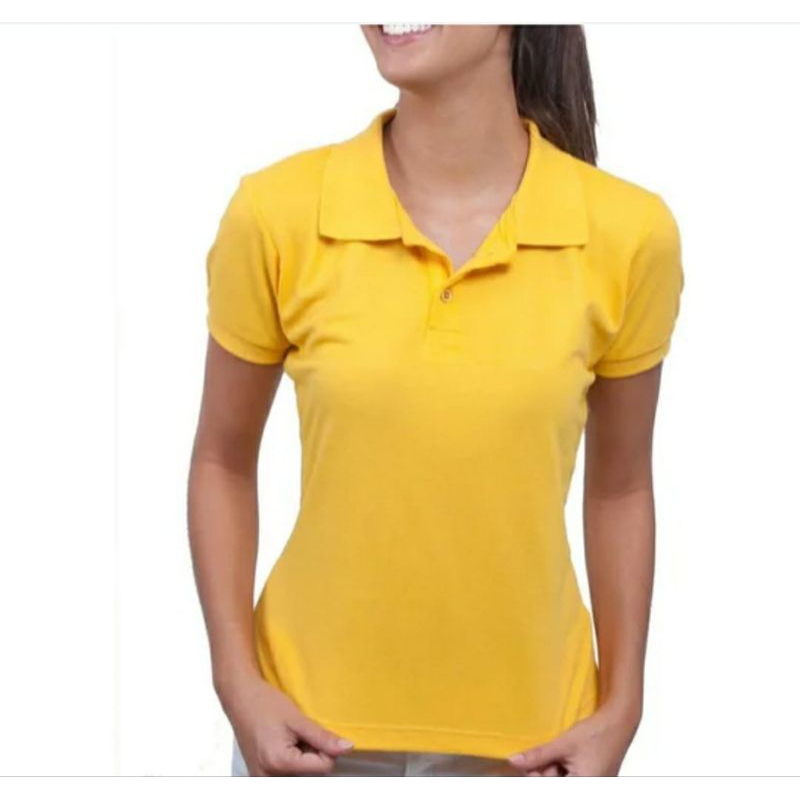 Camiseta polo baby look feminina poliéster | Shopee Brasil