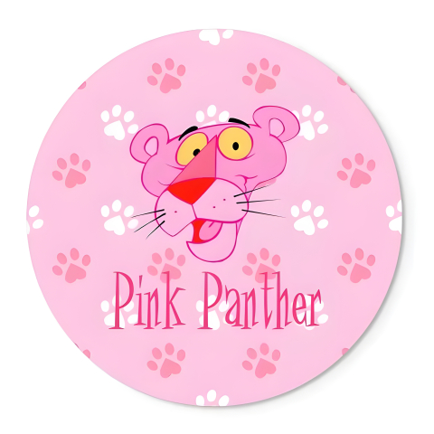 Painel Festa Infantil Redondo Pantera Cor de Rosa, fundo Patinhas Pink ...