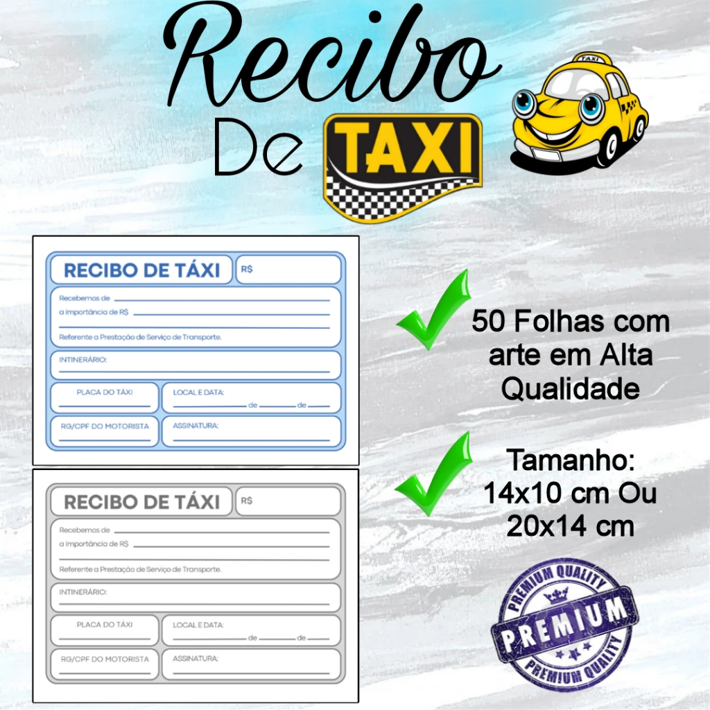 Bloco Talão de Recibo de Taxi C/50 folhas | Shopee Brasil
