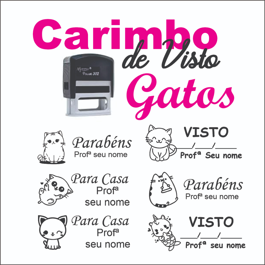 Carimbo para professores - Tema Gatos | Shopee Brasil