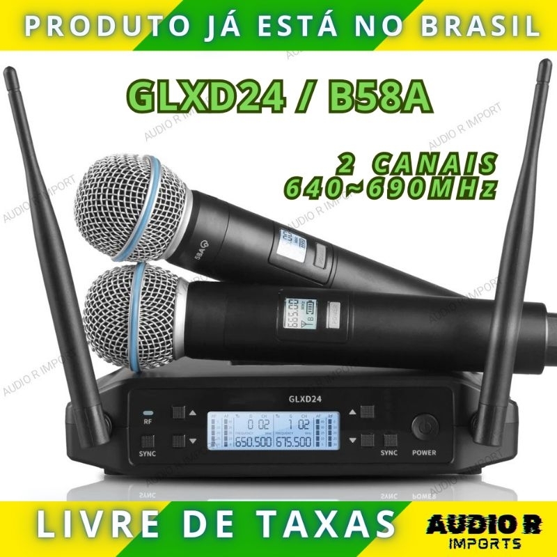 Microfone Sem Fio Profissional Shure GLXD24 Beta58a Duplo GLXD4 | Shopee Brasil