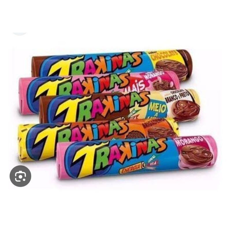 kit 50 Biscoito Trakinas 126g vários sabores. | Shopee Brasil