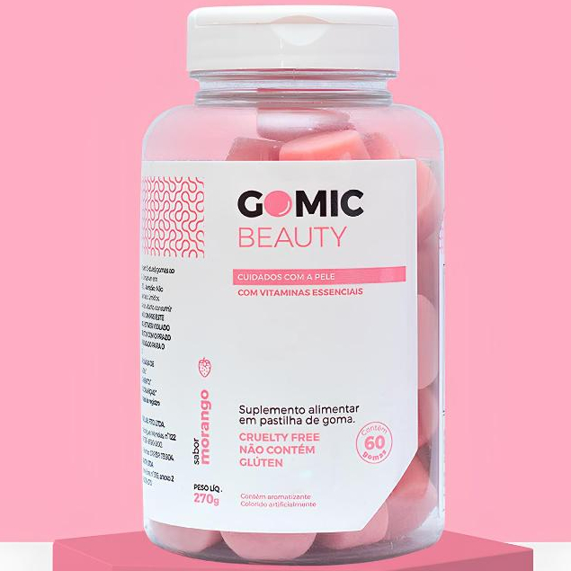 Gomic Beauty 60 Gomas Morango 270g - Pele, Acne, Cravos, Oleosidade e ...