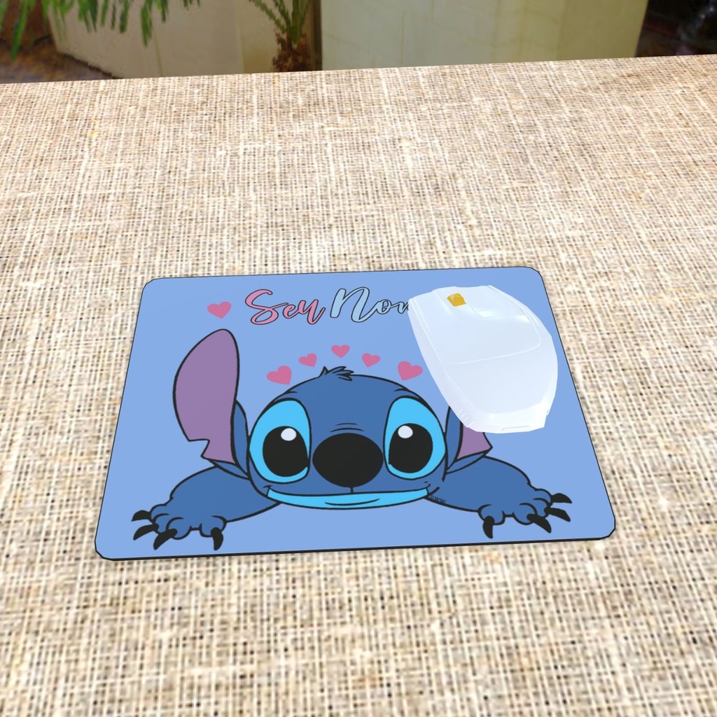 Mouse Pad Stitch e Angel Personalizado Com Seu Nome | Shopee Brasil