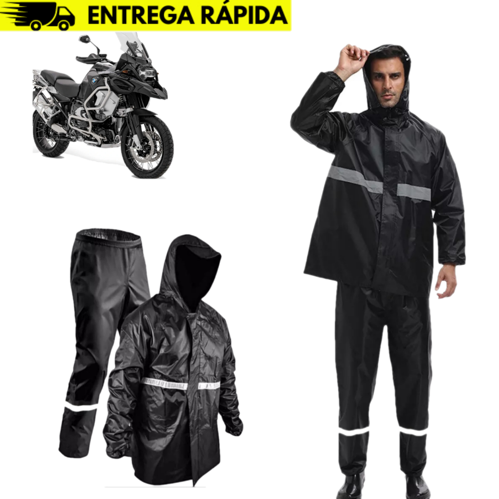 Capa De Chuva Roupa Conjunto Motoqueiro Impermeável Motoboy Com Faixa ...