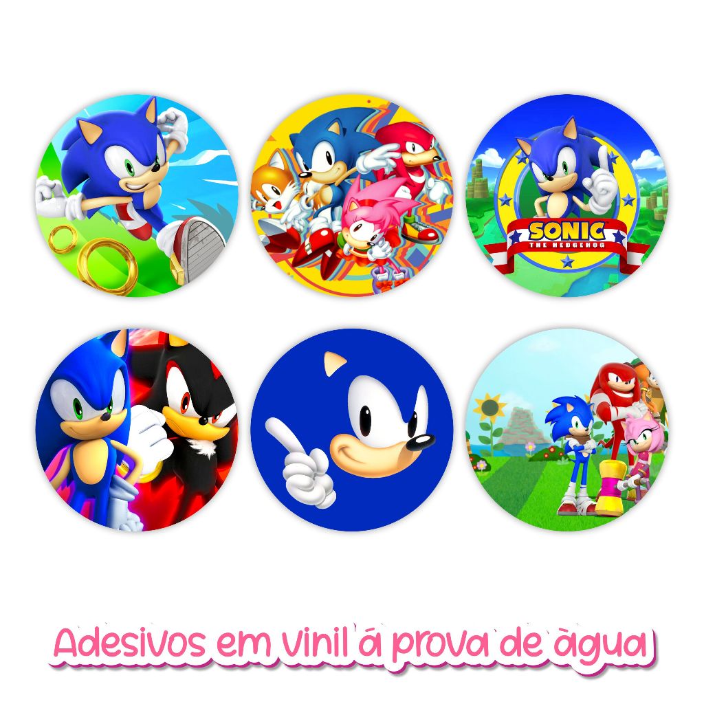 Sonic Adesivo Redondo Etiqueta adesiva decoração lembrancinha ...