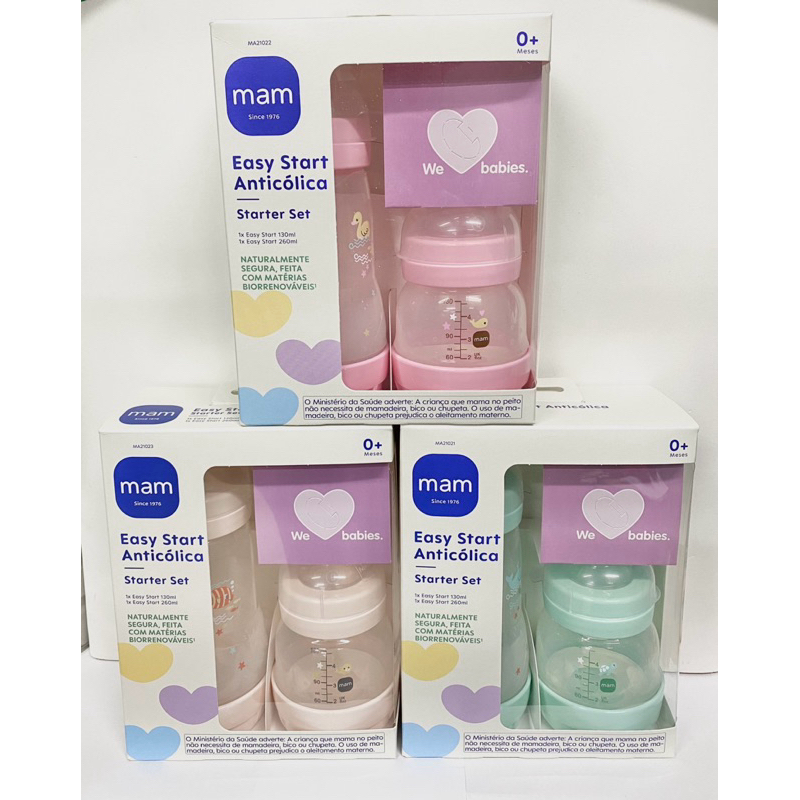 Kit 2un Mamadeira MAM START Anticólica 130ml e 260ml | Shopee Brasil