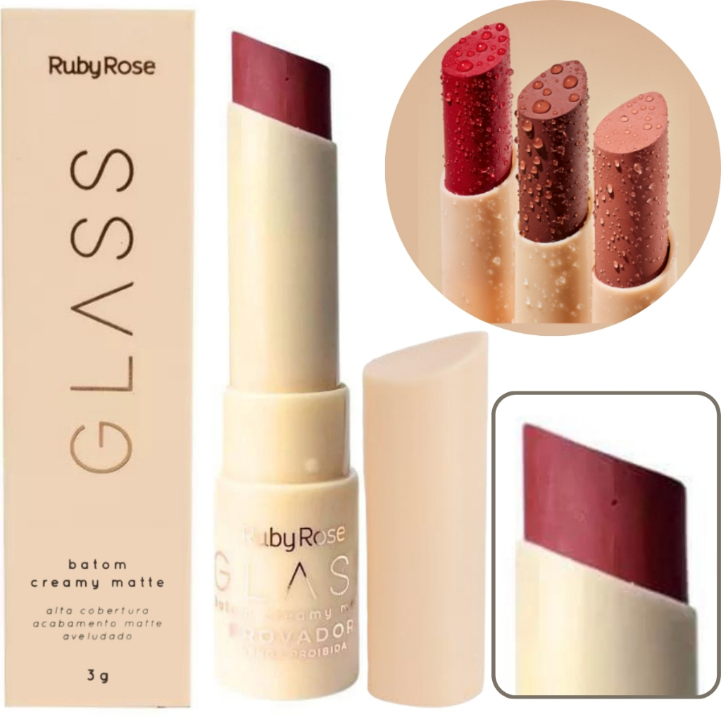Batom Creamy Matte Glass Ruby Rose Aveludado Resistente Água | Shopee Brasil