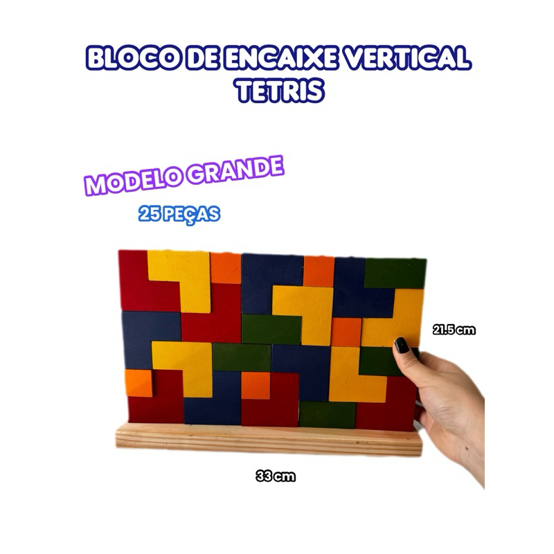 Blocos de Encaixe Vertical Tetris em Madeira, brinquedo educativo ...