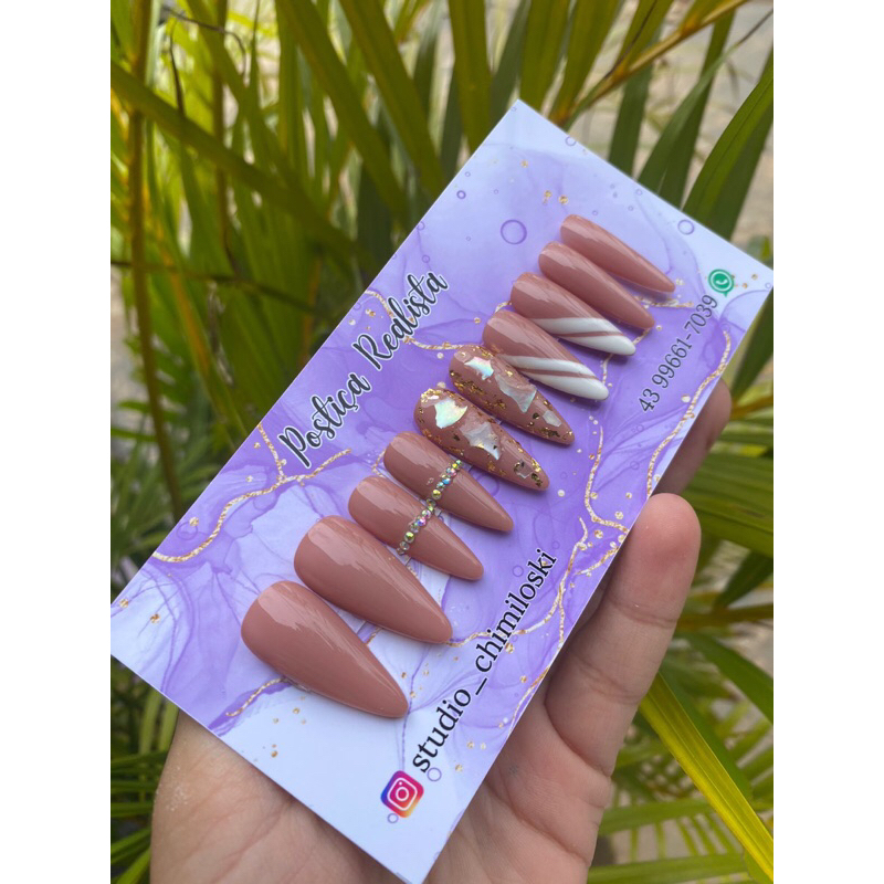 unha_postiça_realista_brilho_branco_simples_encapsulada | Shopee Brasil