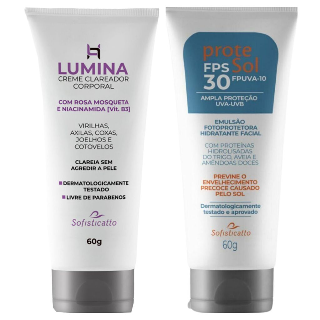 Creme Clareador Corporal Axila e Virilha + Protetor Solar Protesol 30 ...