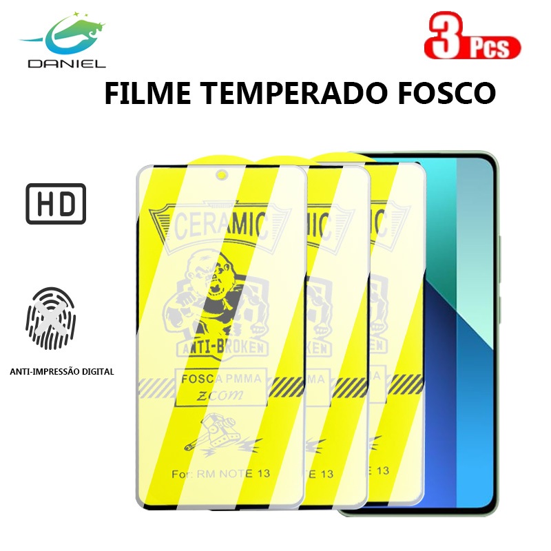 Película Kit 3 Premium Cerâmic Fosca Redmi 13C 12 11A 10 9 8 A2 A1 NOTE ...