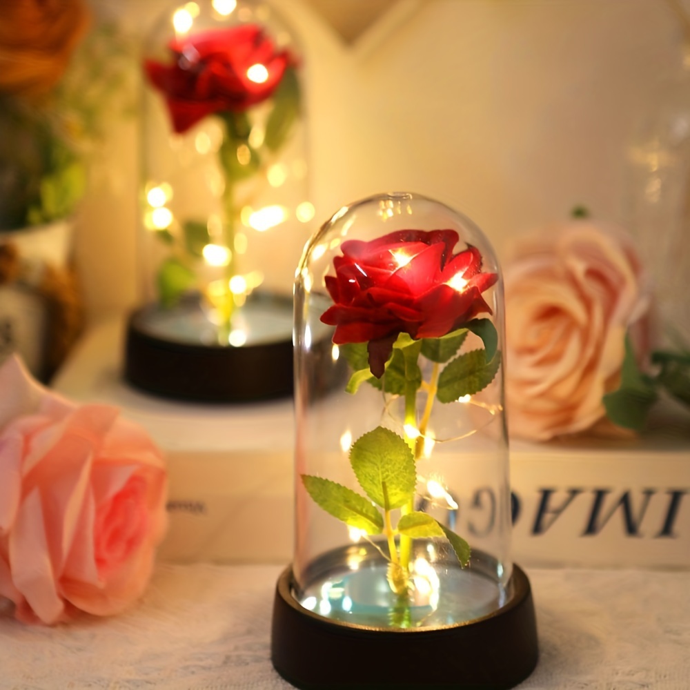 Flor Rosa Eterna LED Pequeno Príncipe Bela e a Fera Cúpula Para ...