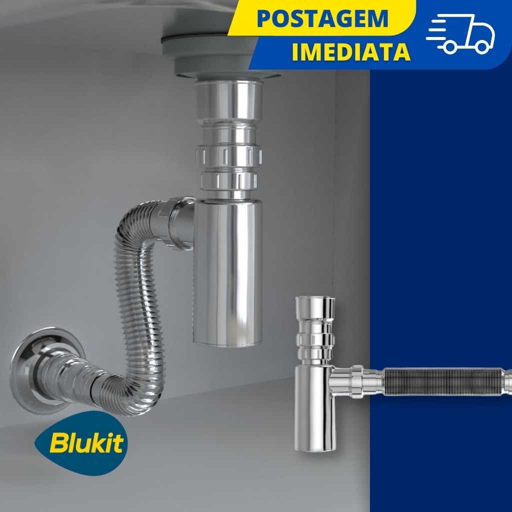 Sifao Copo Cromado Extensivo Flexivel Para Lavatorio Blukit 031702-41 ...
