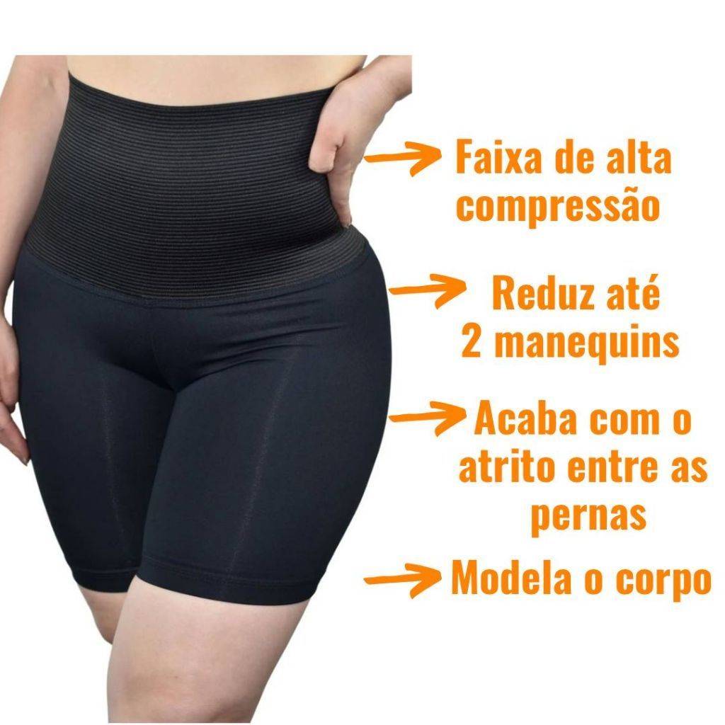 Kit com 2 Short Cinta Calcinha Modeladora Reduz Medida Aperta Barriga ...