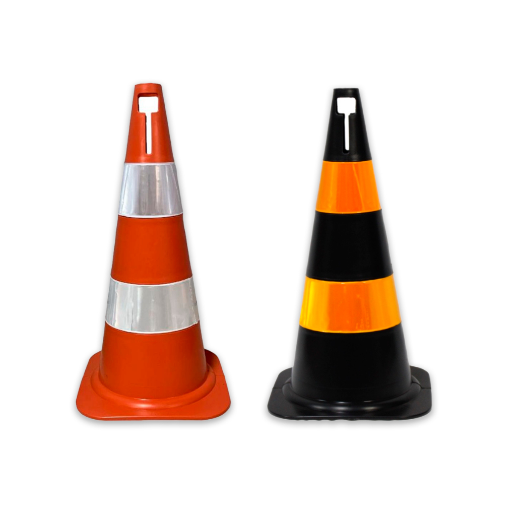 Cones Sinalização Refletivo Segurança Trânsito Pvc 50cm Laranja/Branco ...