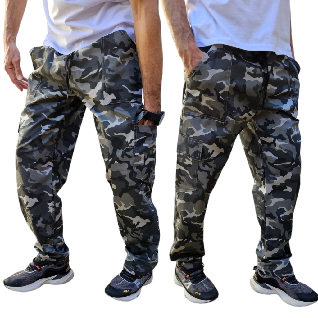 Calça Cargo Sarja Skate Casual Moda Unissex Masculino Feminino Drop