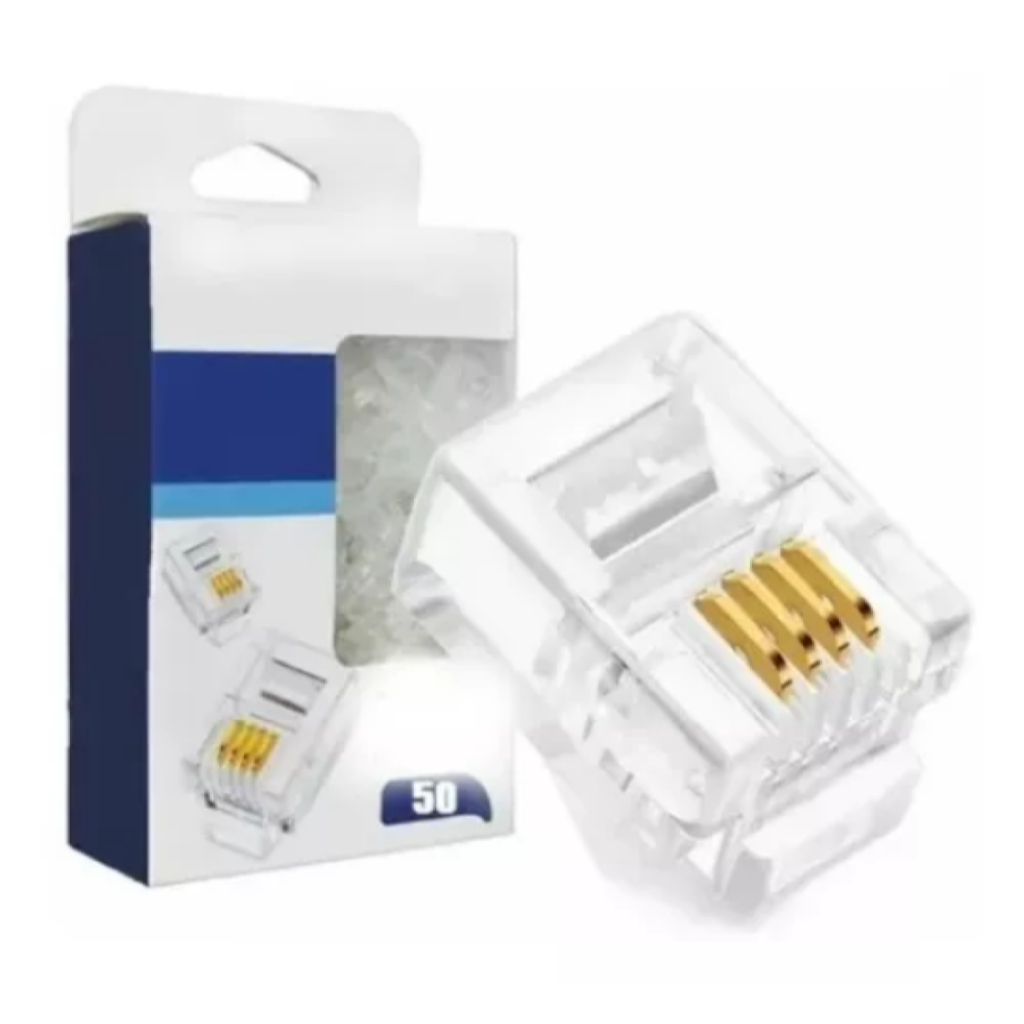 50pcs Plug Conector Rj11 6x4 Crimpar 4 Vias Telefonia Pct | Shopee Brasil