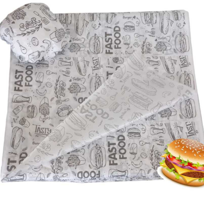 PAPEL ACOPLADO 30X38 EMBALAGEM PARA LANCHE, BURGUER, FASTFOOD ...