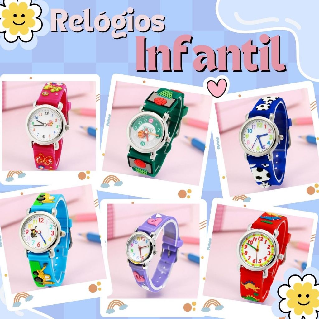 Relógio Infantil 3D Silicone Cartoon Relógio Analógico Quartzo á Prova ...