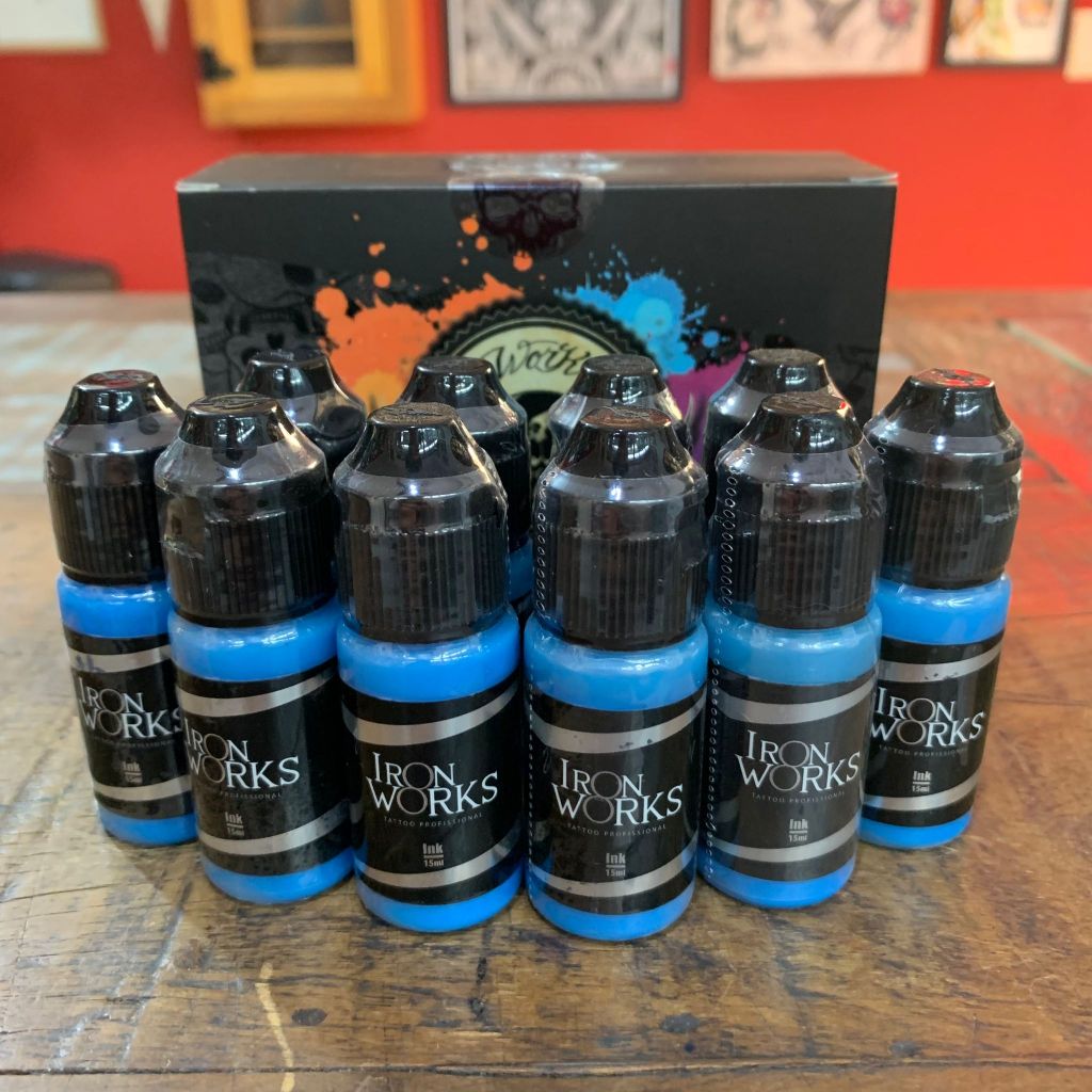 Kit 10 Tintas Azul Iron Works 15ml Atacado Para Tatuagem | Shopee Brasil