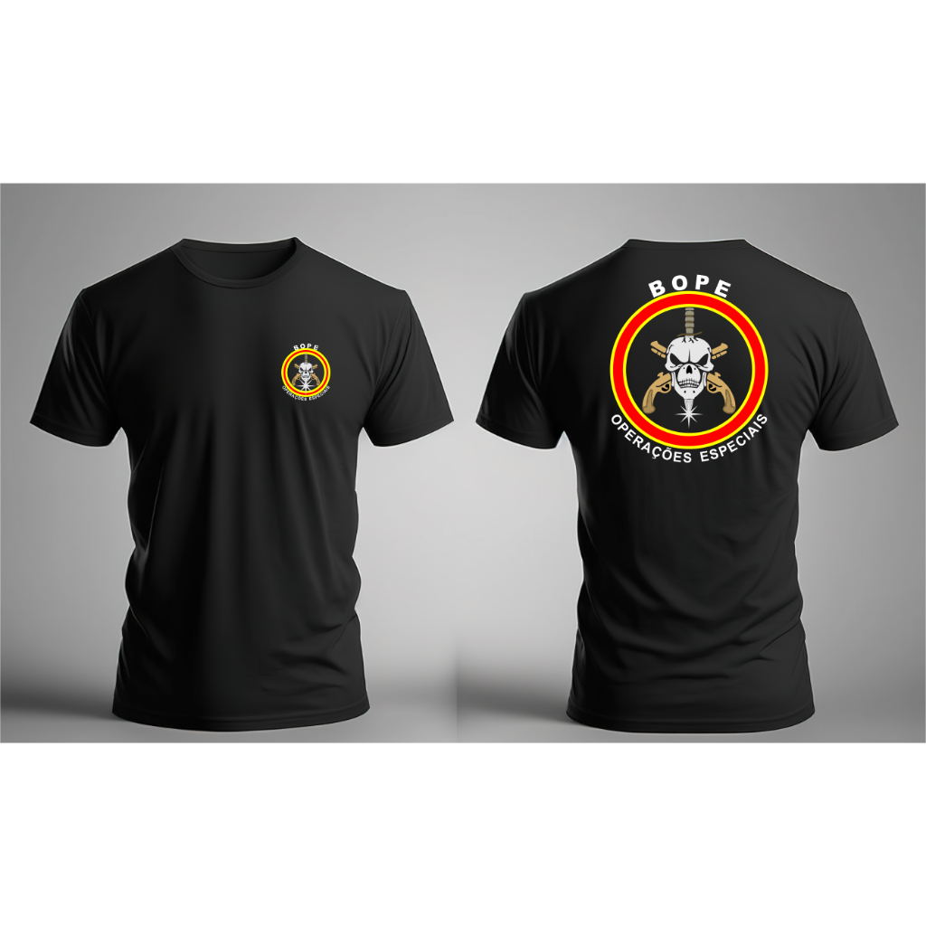 Camiseta T-shirt Militar 100% Algodão Manga Curta Camisa Policia BOPE ...