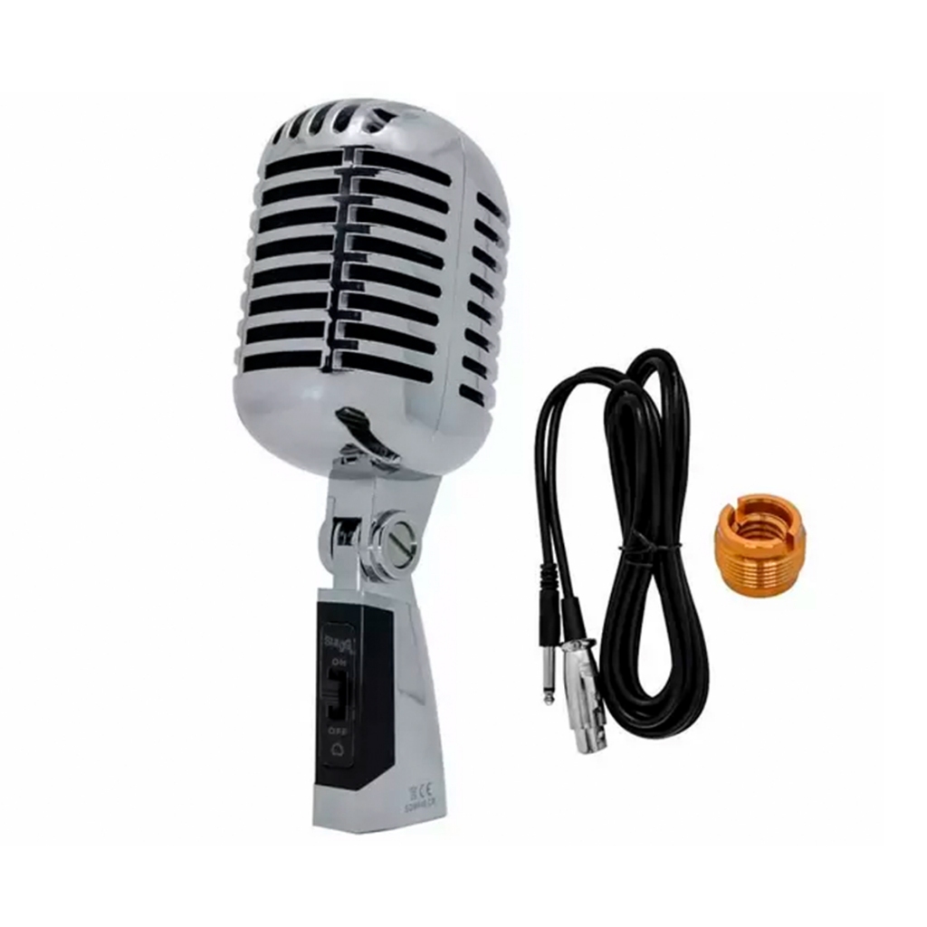 Microfone Profissional Dinâmico Stagg Cromado + Cabo | Shopee Brasil