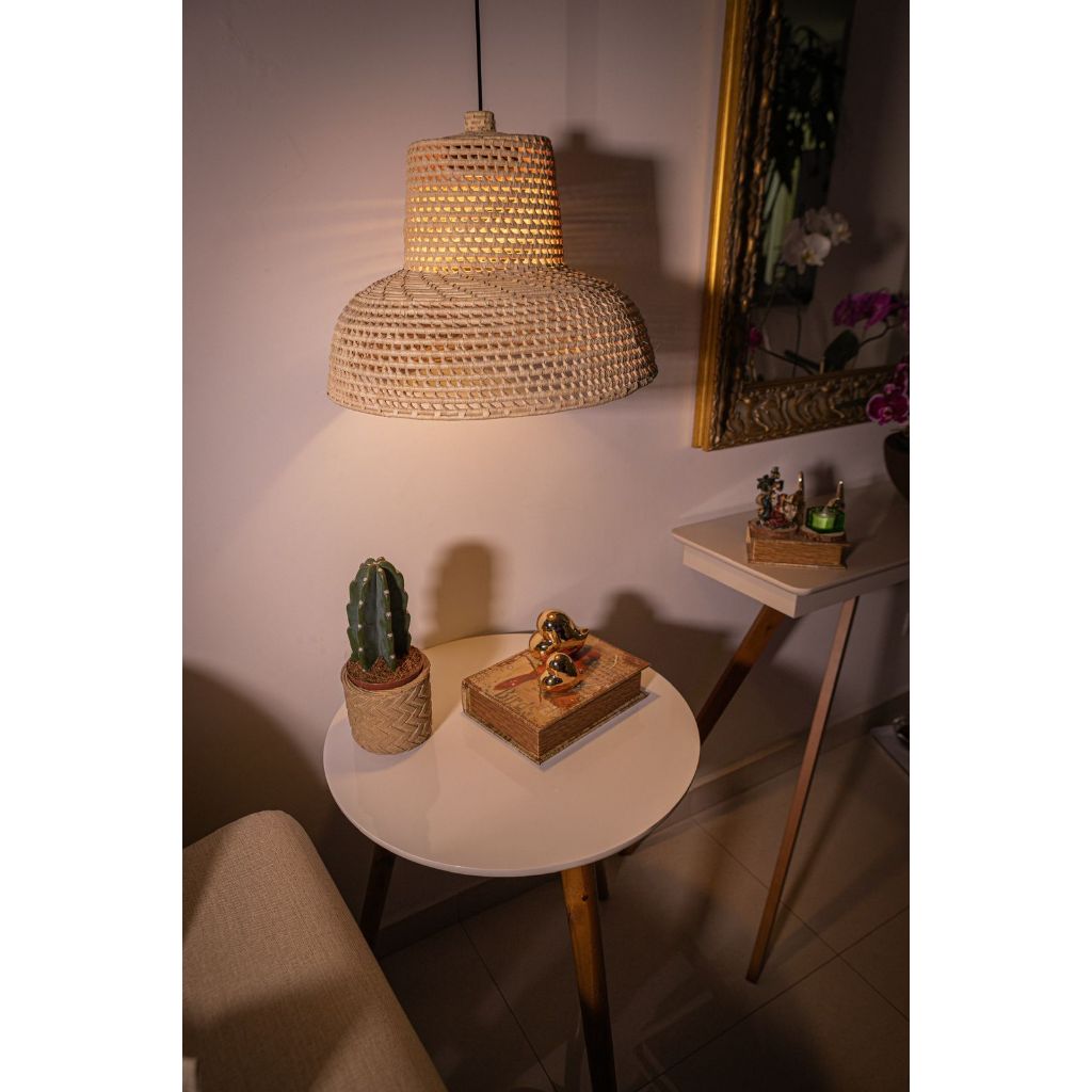 Lustre Pendente Luminária Teto Em Palha Sala, Varanda, Boho | Shopee Brasil
