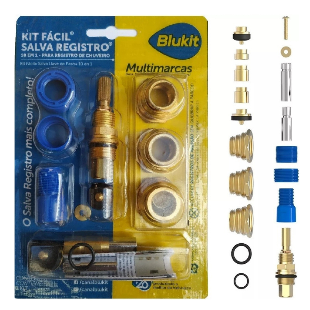 Kit Salva Registro De Chuveiro Fácil 10 em 1 Blukit | Shopee Brasil
