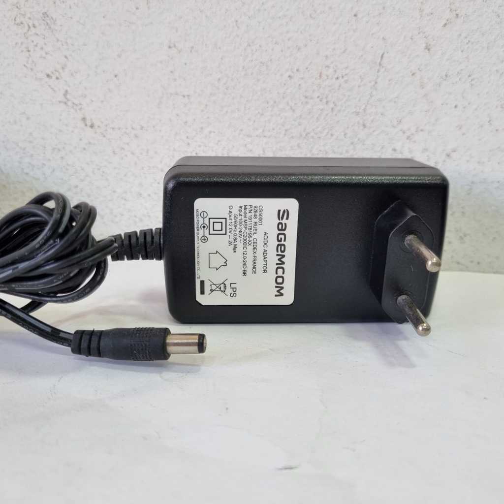 Fonte Alimentação Energia Sagemcom Ac/Dc Adaptor 12v 2A / 2.5A Plug P4 ...
